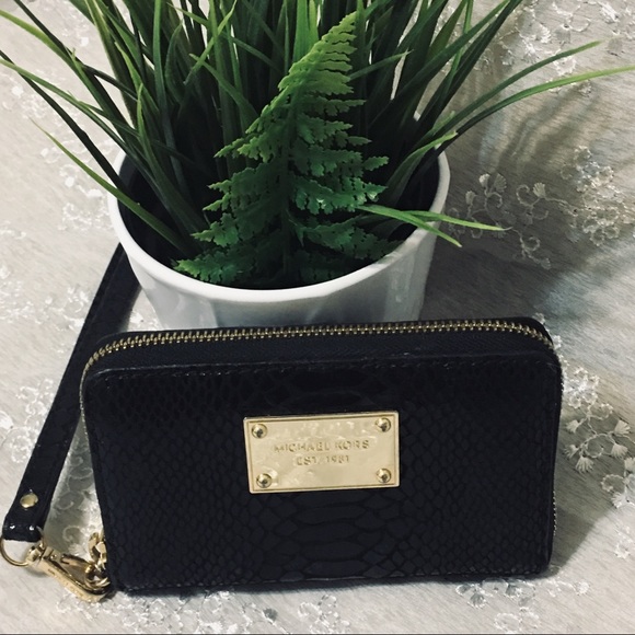 MICHAEL Michael Kors | Bags | Michael Kors Python Zip Around Wallet Euc ...